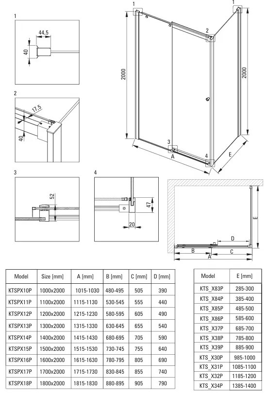 Deante Shower door, 180 cm - sliding