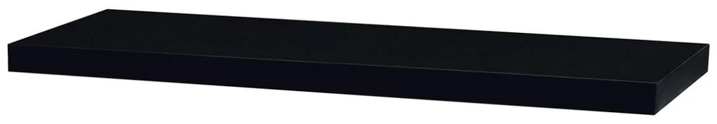 Nástěnná polička 80 cm, barva černá - vysoký lesk