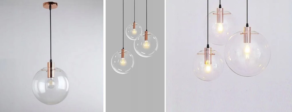 Toolight - Závěsné skleněné stropní svítidlo Lassi 20 cm 1xE27, Růžové zlato, OSW-00130