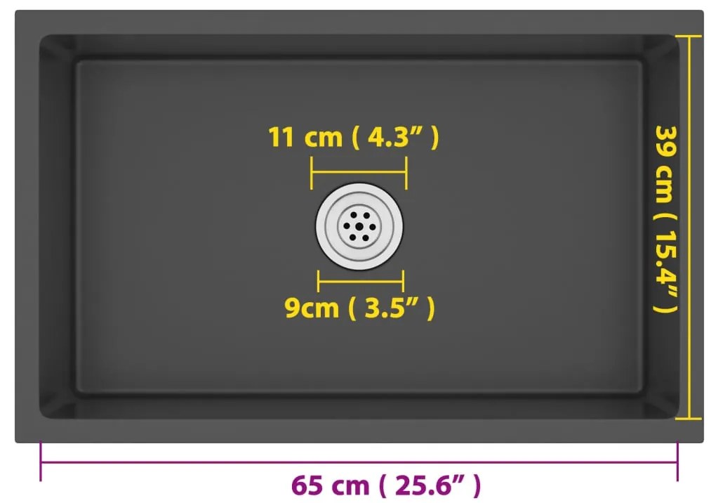 vidaXL Marketos Ručně vyrobený kuchyňský dřez černý nerezová ocel