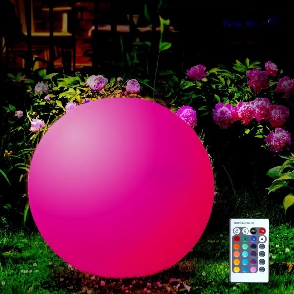 LED RGBW Solární lampa BALL LED/3,7V 1500 mAh pr. 40 cm IP65 + dálkové ovládání