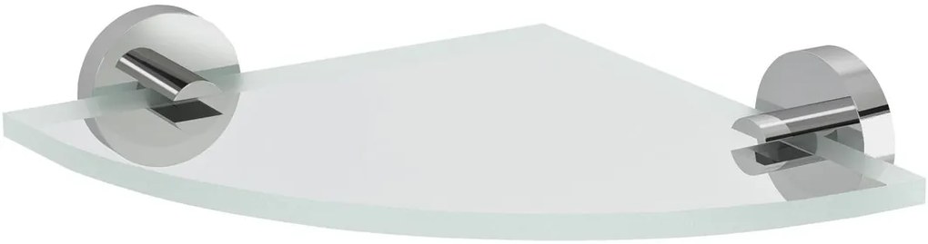 Sapho Sapho, X-ROUND skleněná rohová police, čtvrtkruhová 200x200mm, chrom/čiré sklo, XR009-11