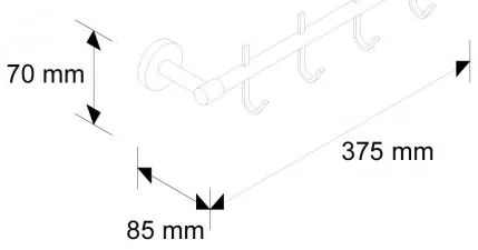 Věšák se 4 háčky L300, 37,5 cm, chrom