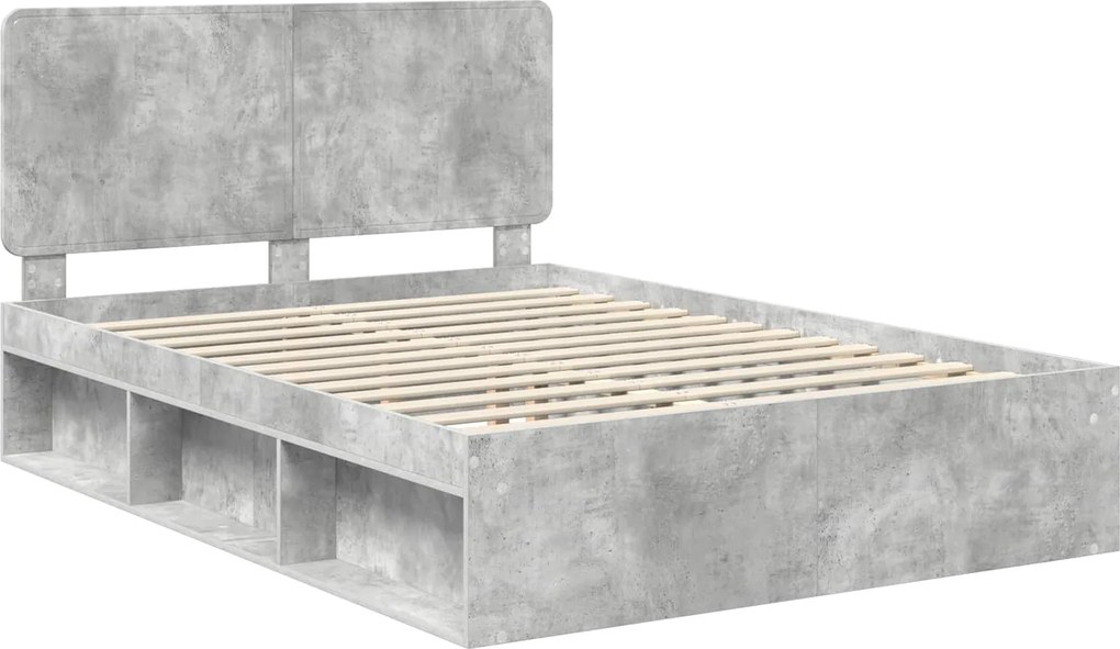 Rám postele s čelo Beton 140 x 200 cm Masivní borové dřevo 3412482