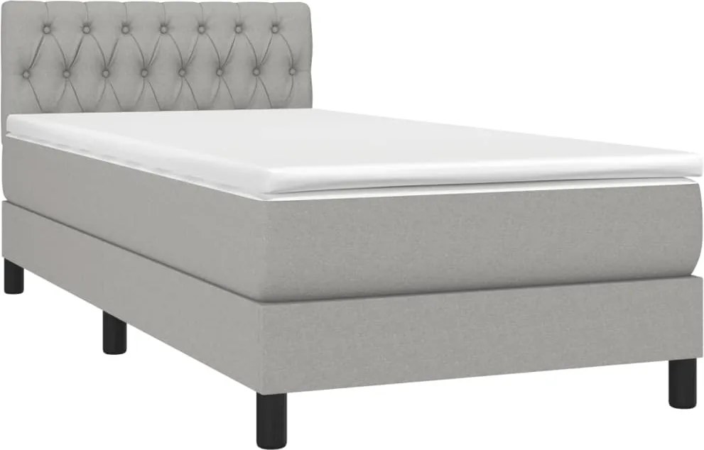 Box spring postel s matrací světle šedý 100 x 200 cm textil 3140273