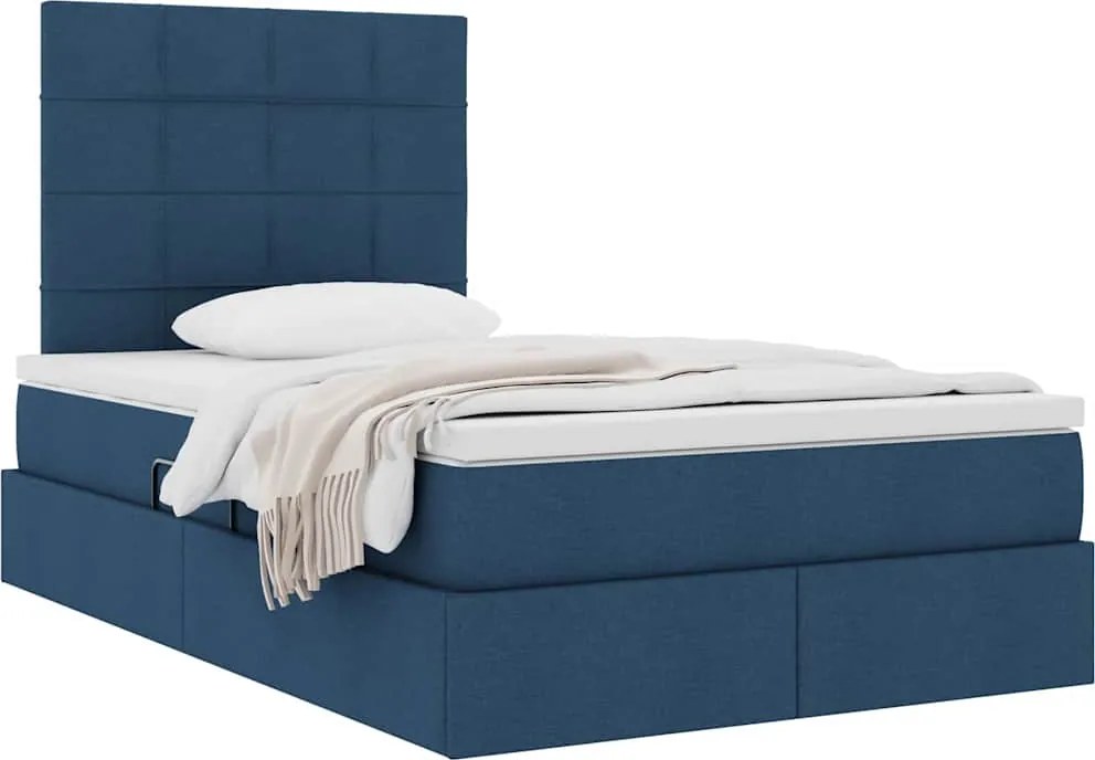 Postel s úložným prostorem a matrací Modrá 120 x 200 cm textil 3371777