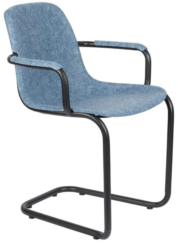 OnaDnes -20% Modrá plastová konferenční židle ZUIVER THIRSTY s područkami