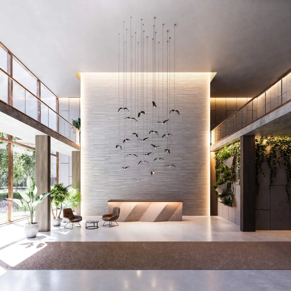 Designové závěsné svítidlo Brokis Night Birds PC962 Povrch Montury: Stříbrný elox, Barva skla: opal - masiv, Povrch baldachýnu: pískovaný hliník lakovaný