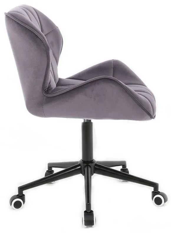 LuxuryForm DESIGN Otočná židle MILANO VELUR na černé podstavě s kolečky - tmavě šedá