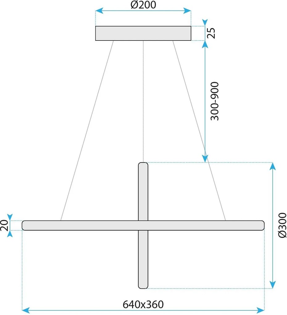 Toolight Toolight, LED závěsné svítidlo 64x36 cm, 60W, G034-CP, zlatá lesklá, OSW-06301
