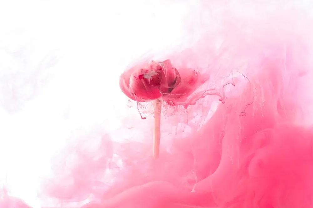 Tapeta růžový květ ve vodě - 225x150 cm