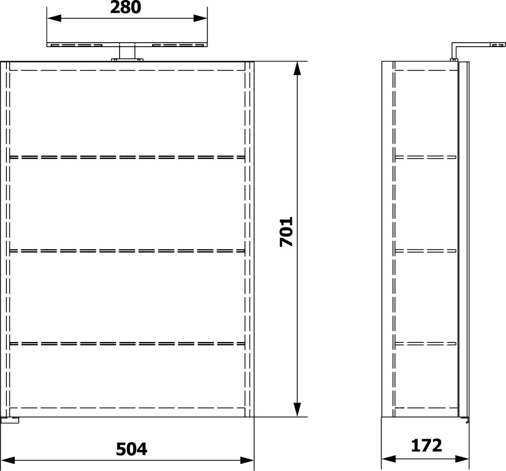 Sapho, RIWA galerka s LED osvětlením, 50x70x17cm, borovice rustik, RIW050-0016