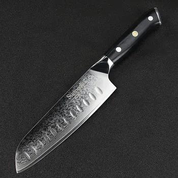 Kuchyňský Santoku nůž 7" Sunnecko 73 vrstev damaškové oceli