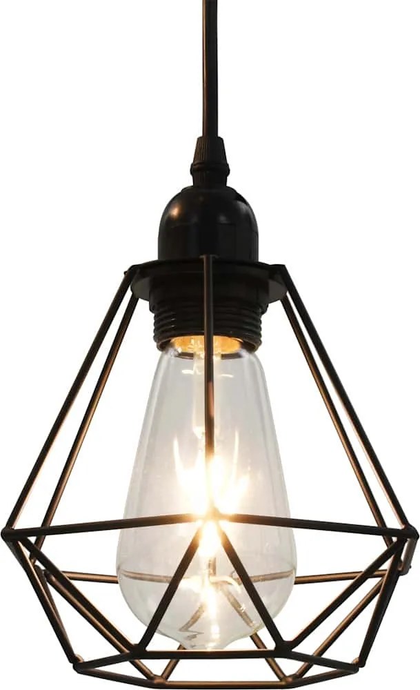 Stropní lampa s diamantovým designem černá 3 x žárovka E27 281634