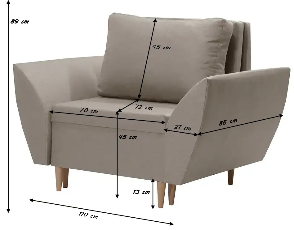 Křeslo ALEX s funkcí spaní Světle šedá
