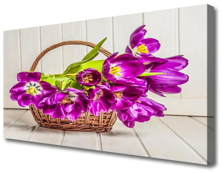 Obraz na plátně Květiny v Košíku 140x70 cm