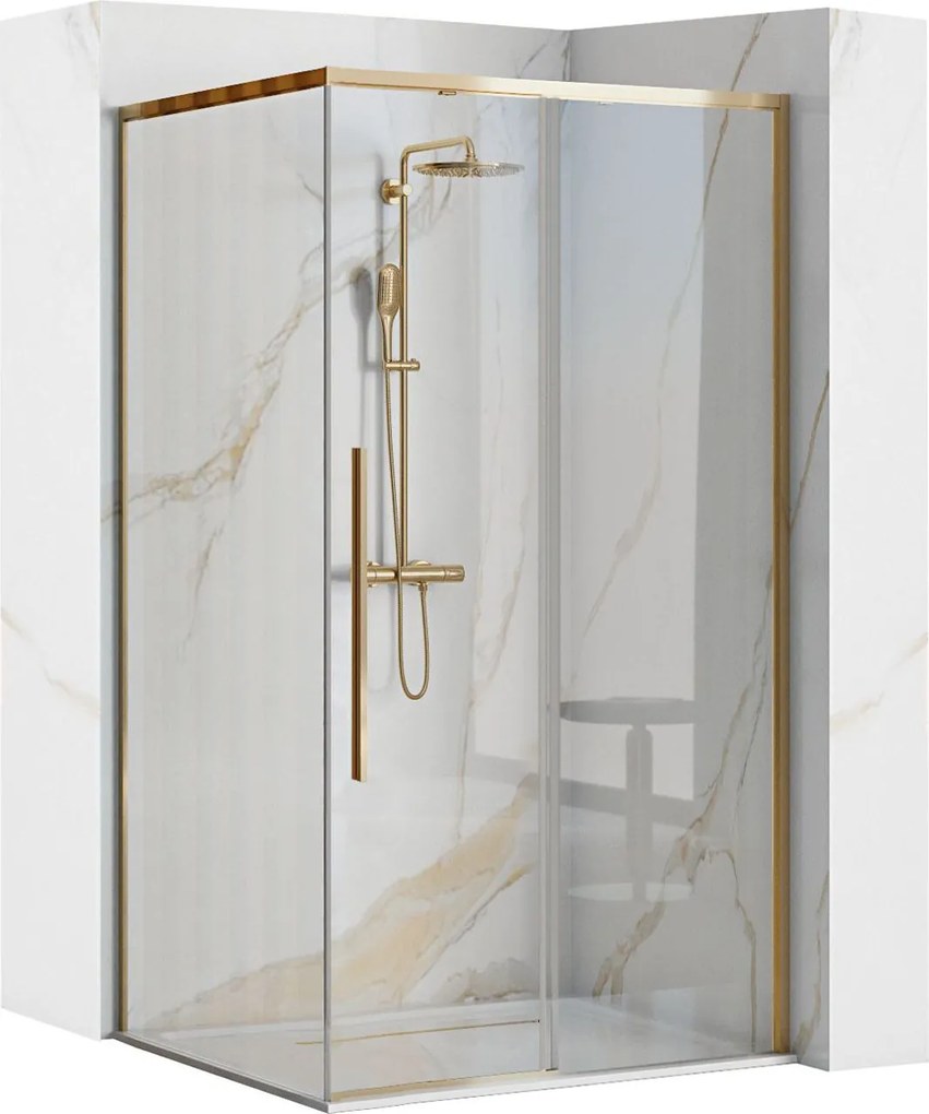 Rea - SOLAR GOLD ELEGANT čtvercový sprchový kout 90 x 90 cm, čiré sklo/zlatý profil, REA-K4900