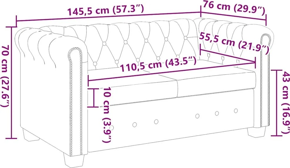 vidaXL Chesterfield sada 2místné a 3místné pohovky [274322] Barva: Hnědá