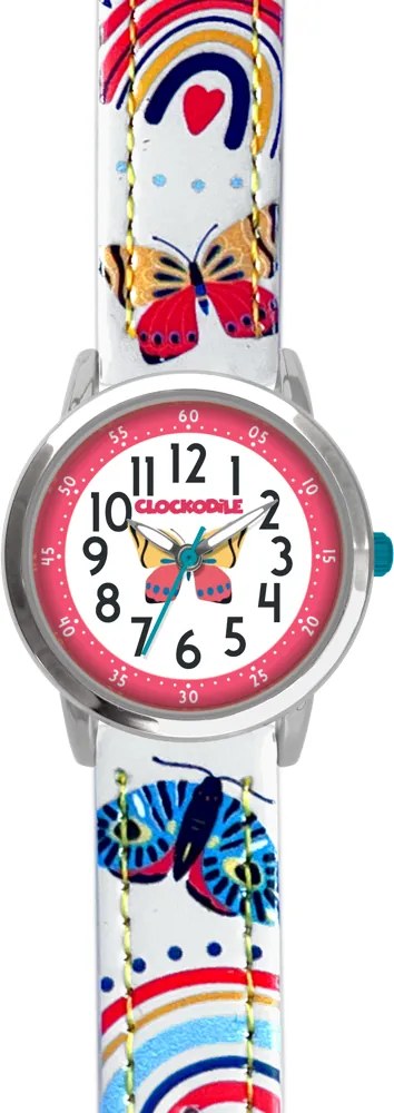 CLOCKODILE Bílé dívčí dětské hodinky MOTÝL CWG5181