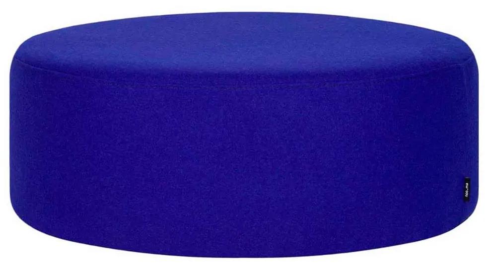 Modrý široký taburet Folk Pouf 70 × 70 × 25 cm