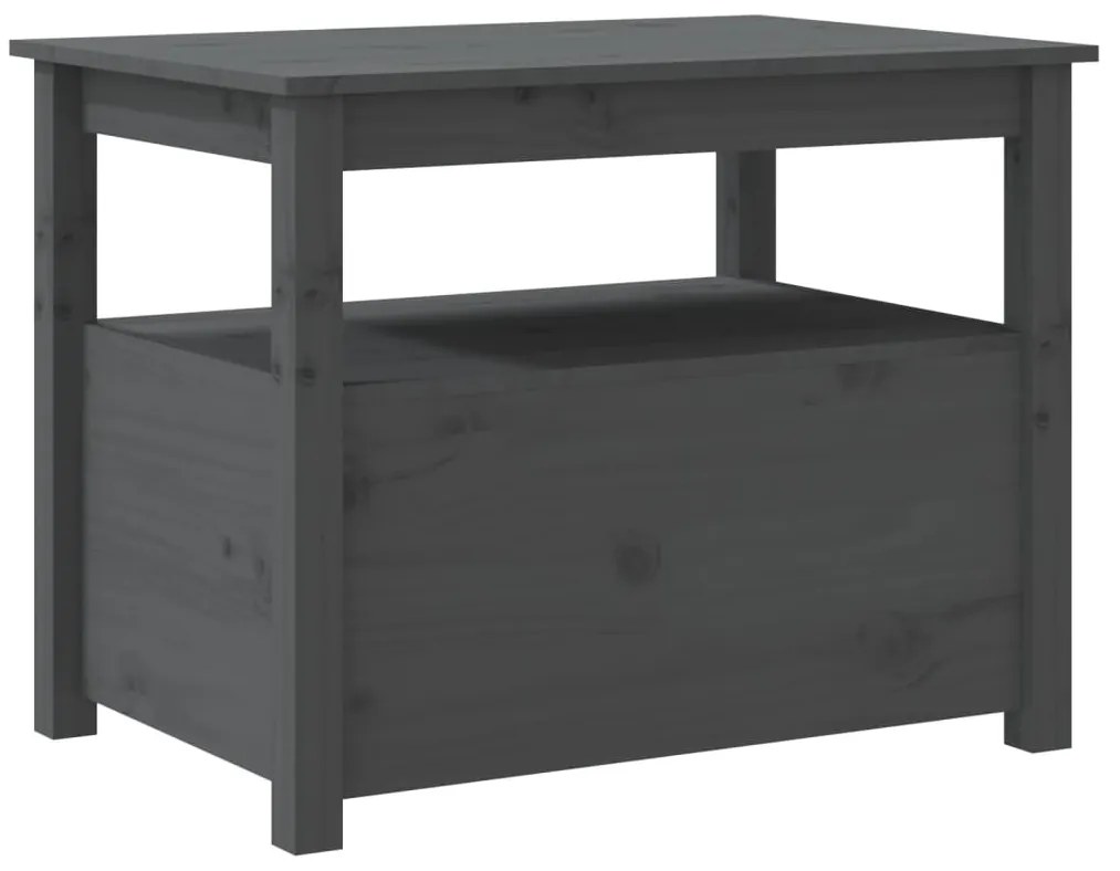 Konferenční stolek šedý 71 x 49 x 55 cm masivní borové dřevo - Default Title