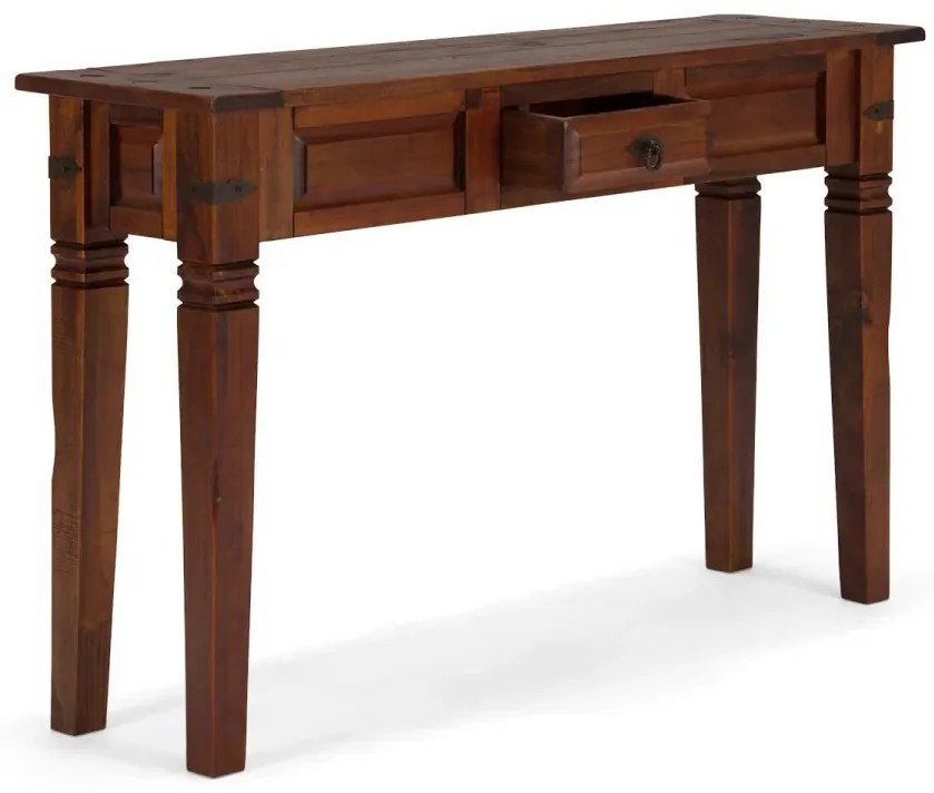 furniture-nabytek.cz - Masivní toaletní stolek Catello z borovicového dřeva, hnědý, lakovaný – 120×35×76 cm