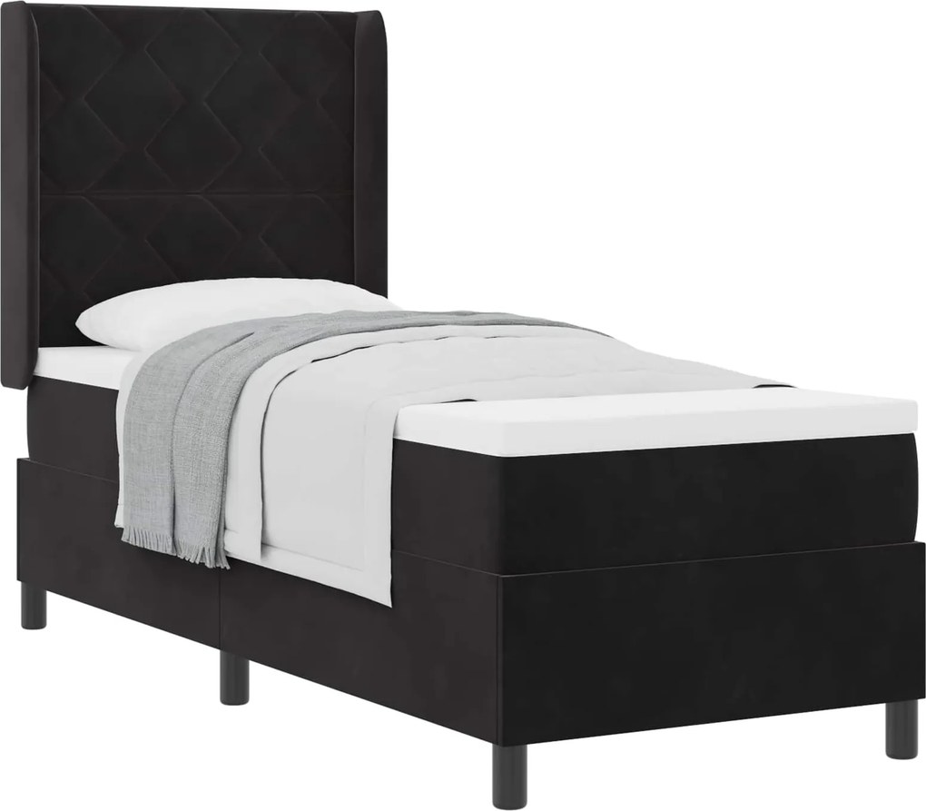 Postel s boxspringem s čelo Černá 80 x 200 cm samet 3342034