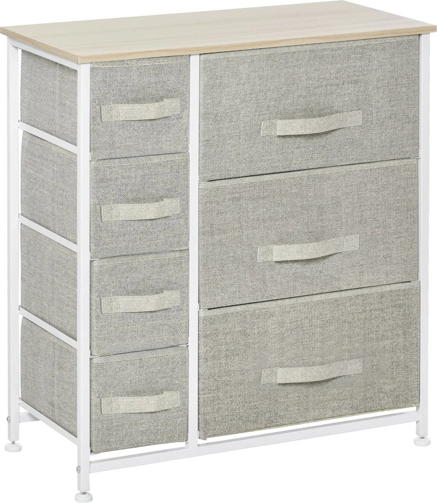 HOMCOM Komoda s 7 Úložnými Kapsami z netkané textilie - 63,5x30x71 cm Šedá | Aosom