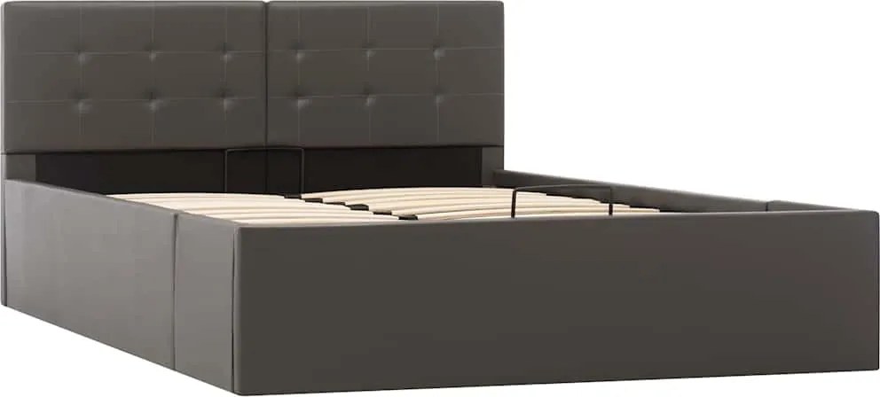 Rám postele zvedací úložný prostor šedý umělá kůže 120 x 200 cm 285524