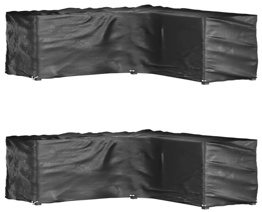 Plachty na zahradní nábytek tvar L 2 ks 16 oček 285x285x90 cm 3155374