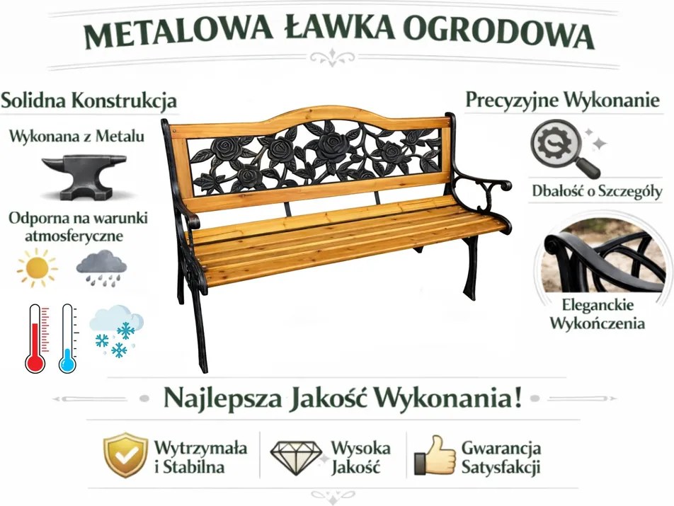Tomido Lavička zahradní parková dřevěná kovová s opěradlem 26570