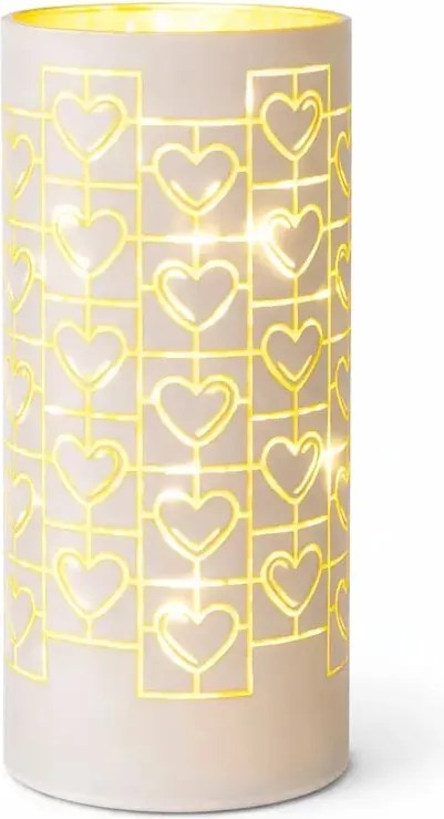 LED vánoční svícen na stůl srdce, 20 × 8 cm, skleněný
