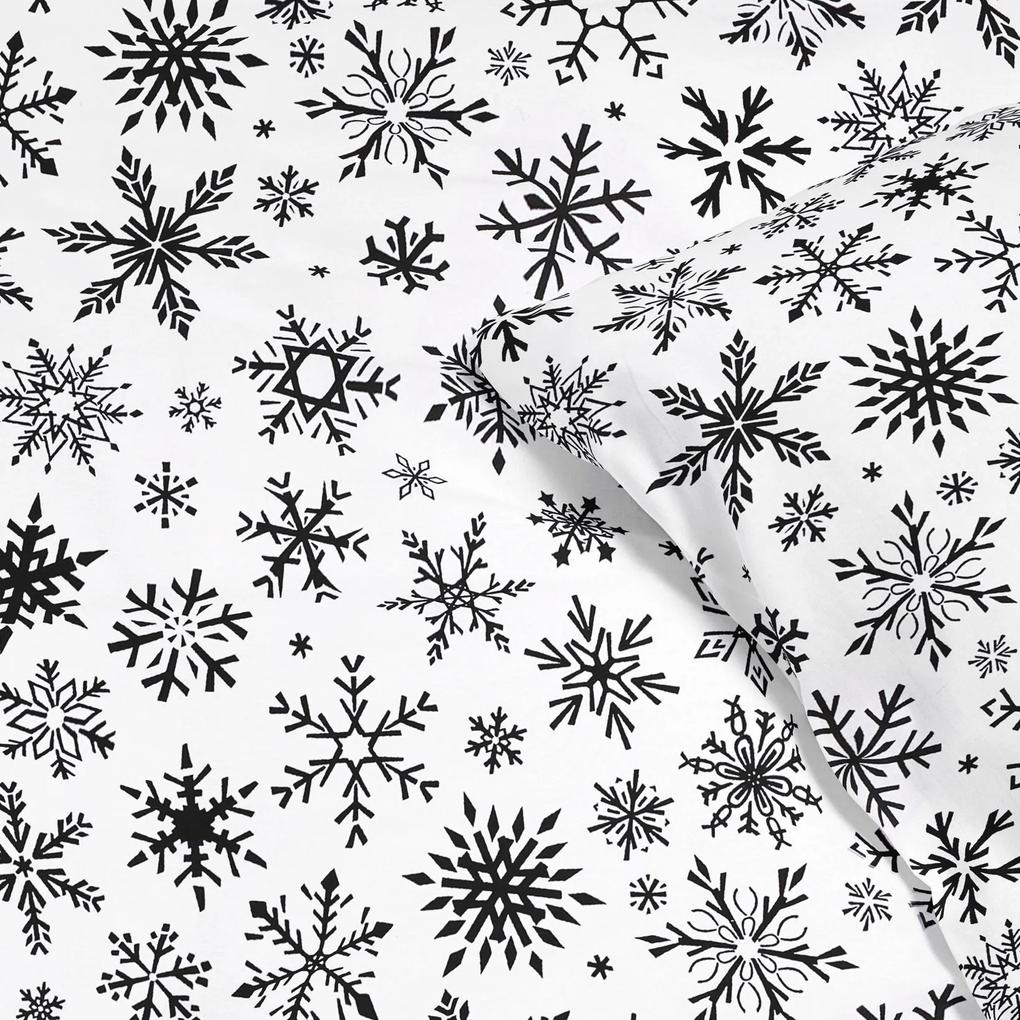 Goldea vánoční bavlněné ložní povlečení - sněhové vločky 140 x 200 a 70 x 90 cm