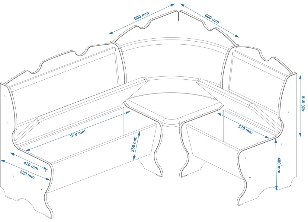 Rohová lavice KOMFORT