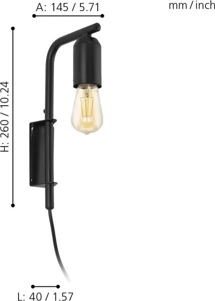 Eglo 98064 - Nástěnné svítidlo ADRI 1xE27/60W/230V