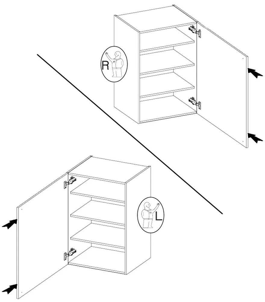 AVARANT sa | horní skříňka 60 G-90 1F | 60 cm | VYSOKÁ | 3D povrch | šedá/artisan