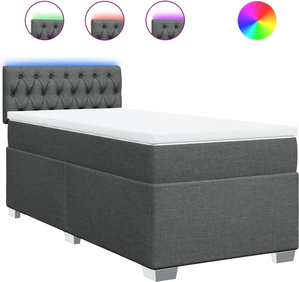 Box spring postel s matrací tmavě šedá 80 x 200 cm textil 3288023