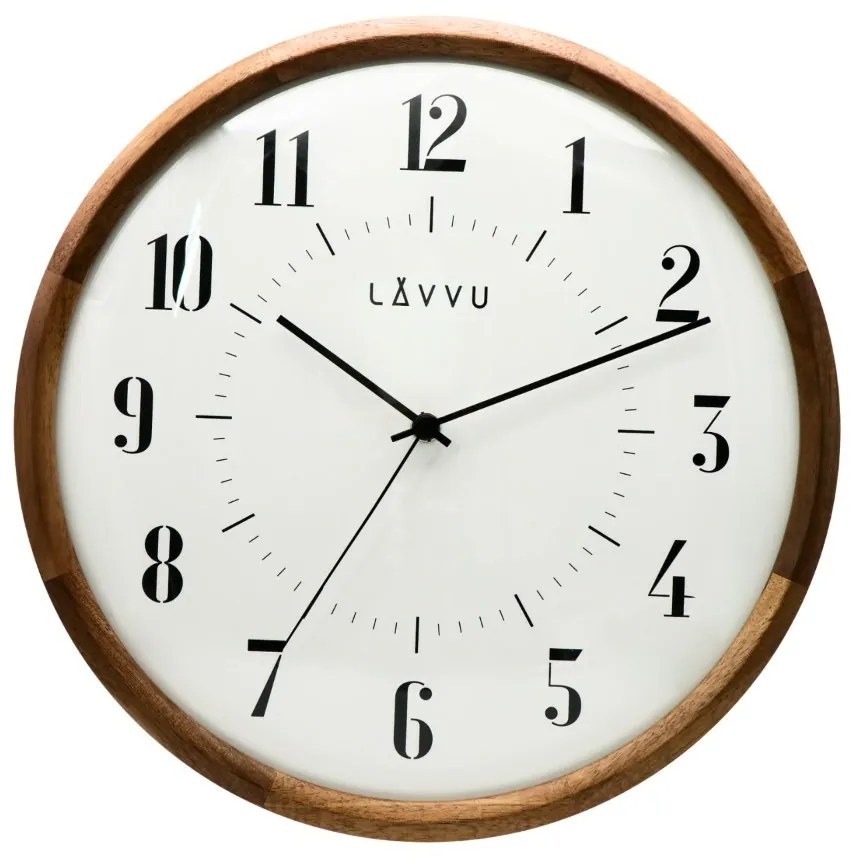 LAVVU Dřevěné hodiny s plynulým chodem RETRO, pr. 31,5 cm