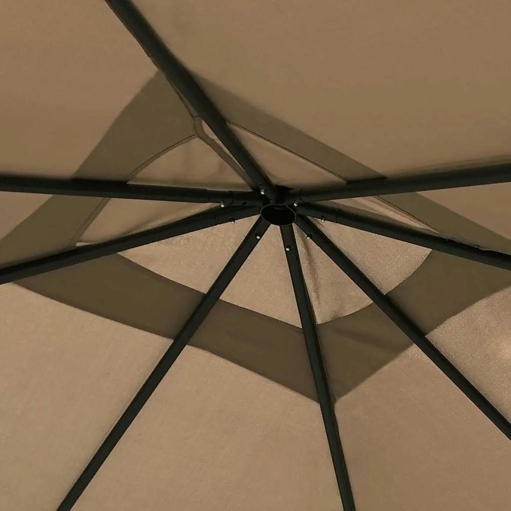 Altán s krytými sloupky 3 x 3 x 2,6 m taupe 160 g/m² 313606
