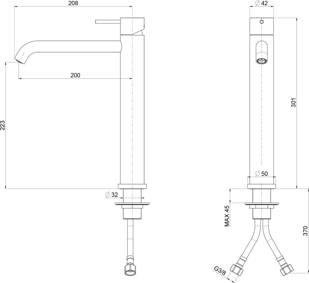 Sapho Sapho, ULTRAMIX stojánková umyvadlová baterie bez výpusti, chrom, UT007