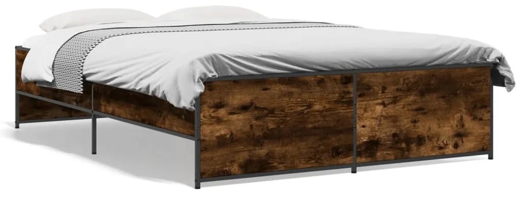 Rám postele kouřový dub 140 x 190 cm kompozitní dřevo a kov,  3279899