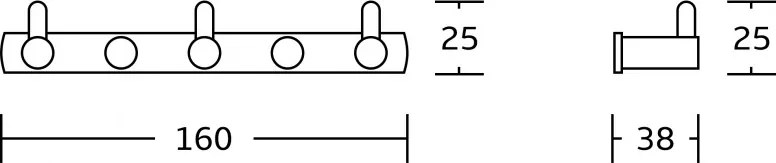 Mexen příslušenství, držák na ručník, 3-háček, zlatá, 709163-50