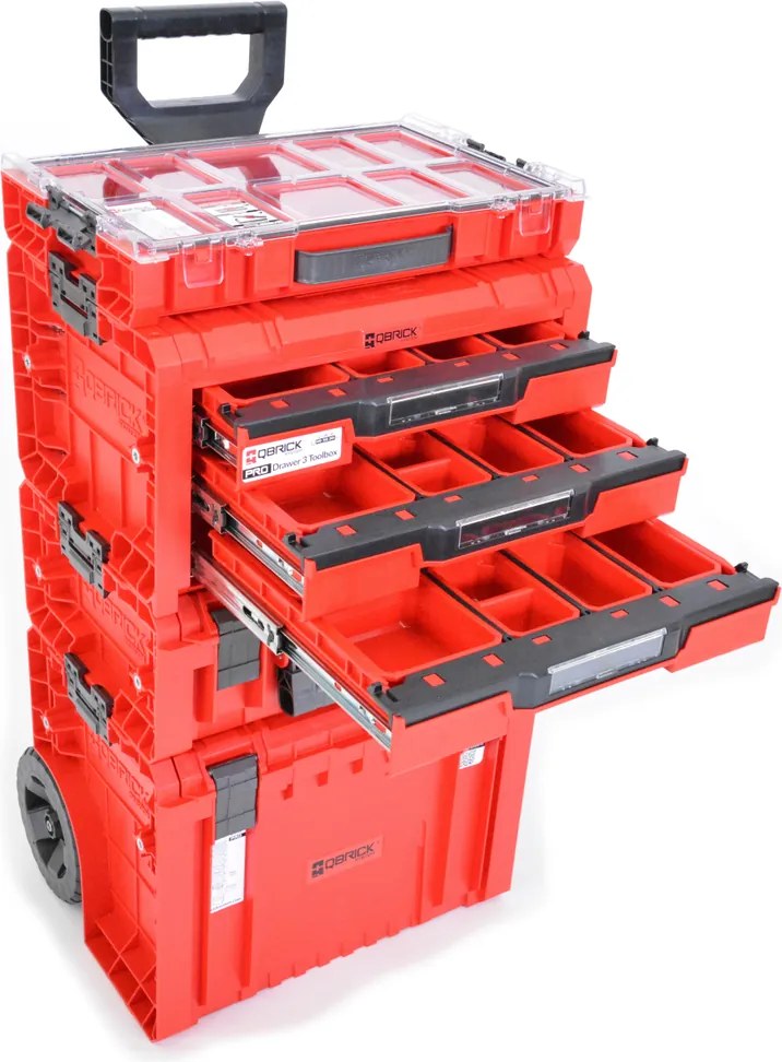 QBRICK SYSTEM PRO Cart 2.0 Red Ultra HD - Box na nářadí s kolečky
