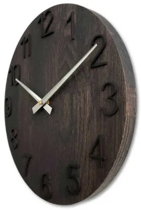Luxusní dřevěné nástěnné hodiny Wenge – Černý design I SENTOP MAS016-OSMO-3169-heads-silver