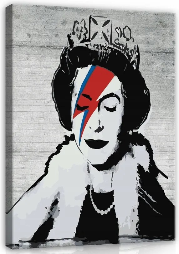 Obraz 60x80 Pop-art Královna Alžběta Bowie ikona vzpoura šok umění