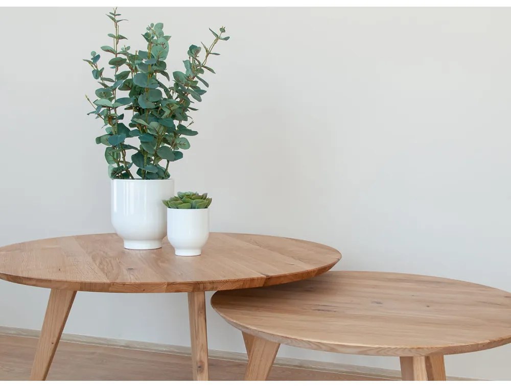 Massive home | Konferenční stolek kulatý, dub, barva přírodní dub, kolekce Orbetello, rozměr 70 cm
