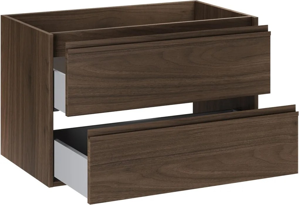 Koupelnová sestava Villa se zápustným umyvadlem a zrcadlem 80 cm ořech