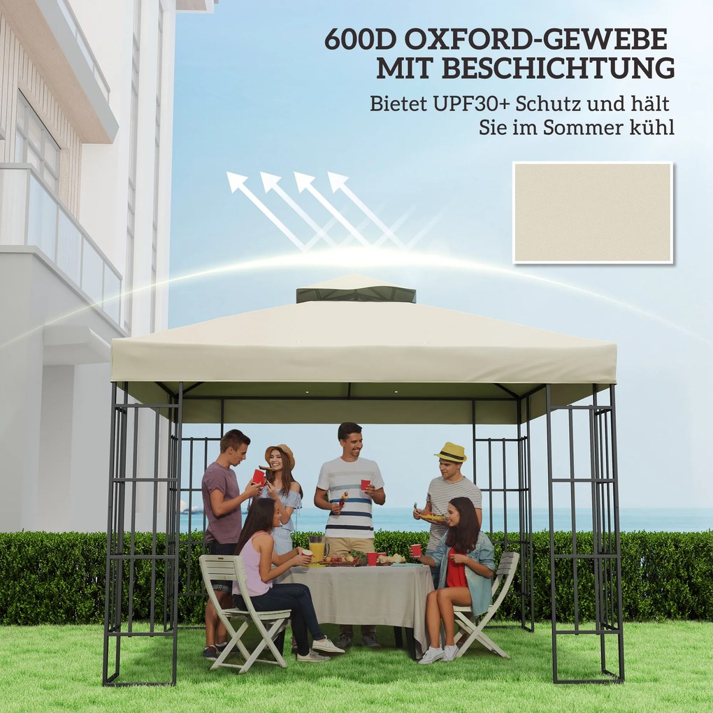 Náhradní střecha pro altán Outsunny 3 x 3 m, voděodolná střecha altánu, dvojitá náhradní pokrývka pro zahradní altán, vyrobená z Oxfordské tkaniny, 3…
