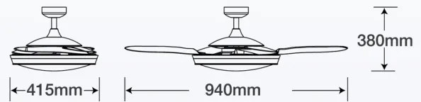 FANAWAY 212982- Stropní ventilátor EVORA 2xE27/20W/230V chrom + dálkové ovládání
