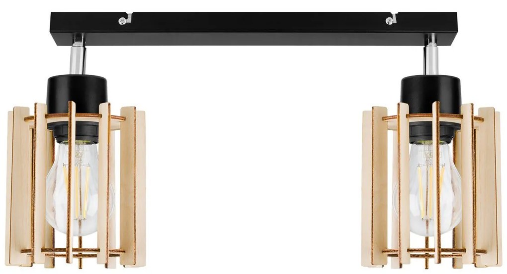 Bodové svítidlo Timber 7, 2x dřevěné stínítko